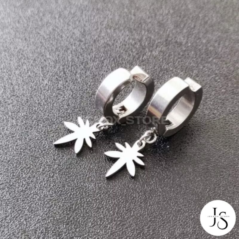 Jual ANTING JEPIT DAUN RASTA PRIA/WANITA STAINLESS (COD) | Shopee Indonesia