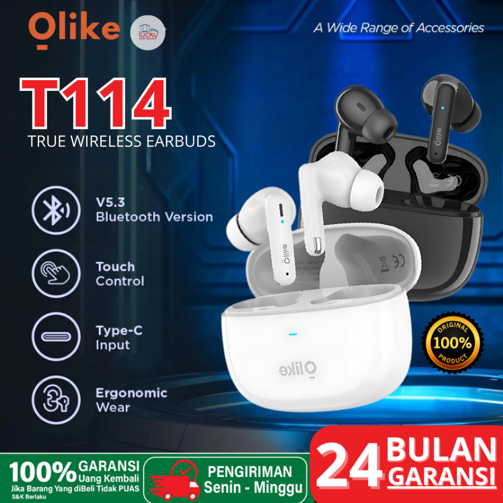 Jual OLIKE T114 TWS Headset Bluetooh 5.3 Playing Time 40H Smart Touch Control True Wireless ...