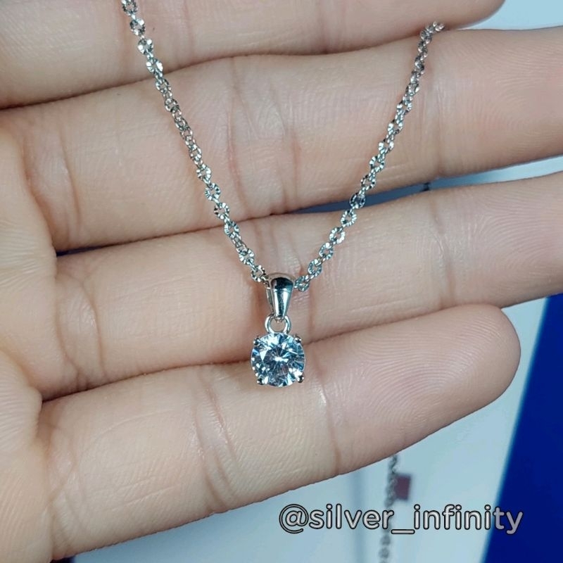 Jual liontin Wanita Perak Asli Silver 925 || Model Permata satu kecil ...