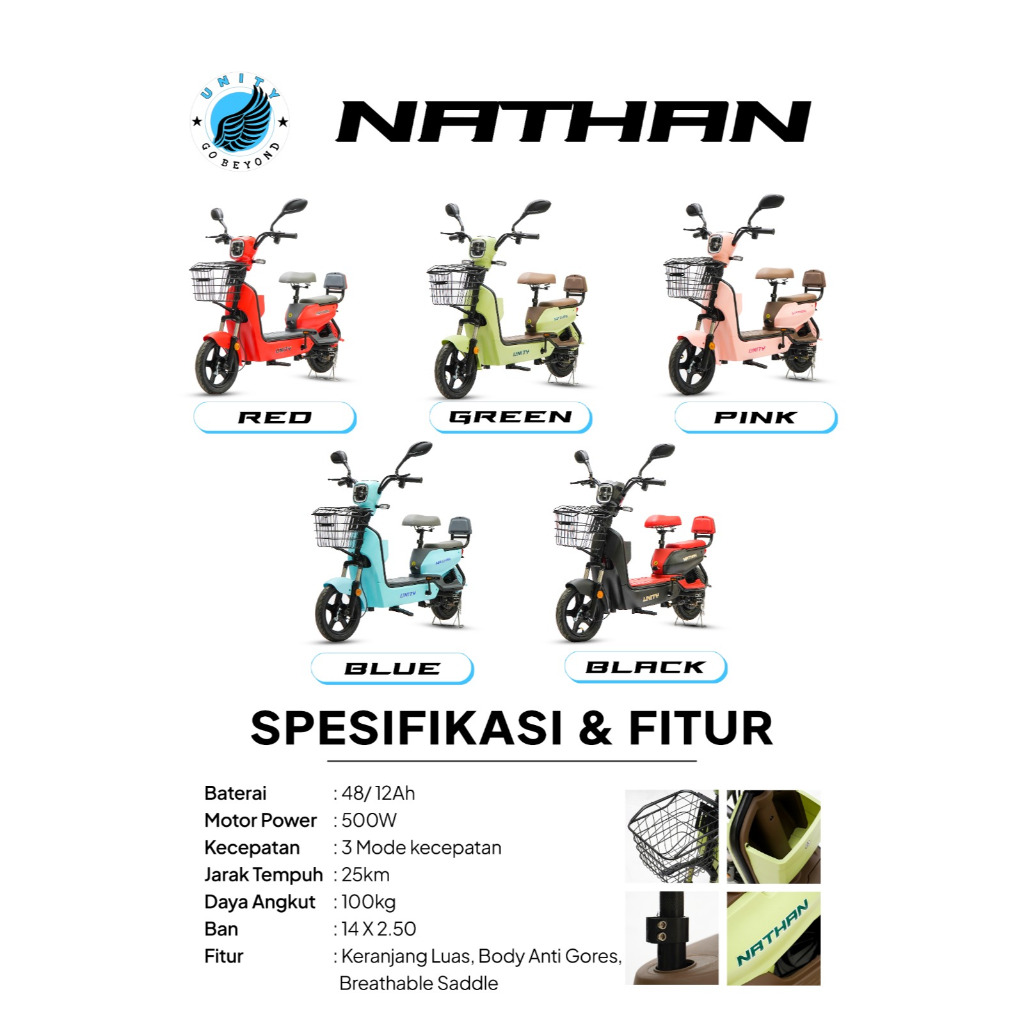 Jual Sepeda Listrik Murah / Ebike Murah E-bike Unity Nathan 500 Watt | Shopee Indonesia