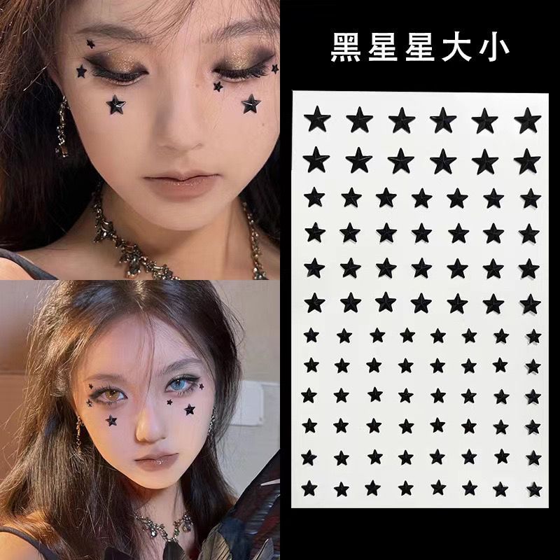 Jual face sticker black love / star sticker muka hati tau bintang hitam ...