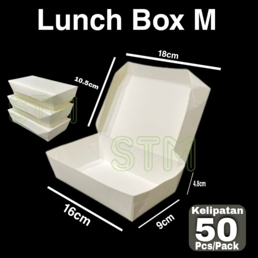 Jual Paper lunch box ukuran Medium 16x09cm / kotak kertas Take away ...