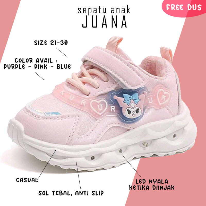 Jual Juragan Junior [COD] Sepatu KUROMI JUANA Sepatu LED Anak Perempuan ...