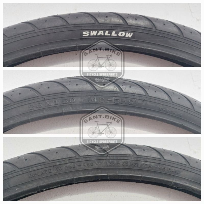 Jual Ban Luar Sepeda Ukuran 26 × 1.50 SWALLOW Hitam Polos | Shopee Indonesia