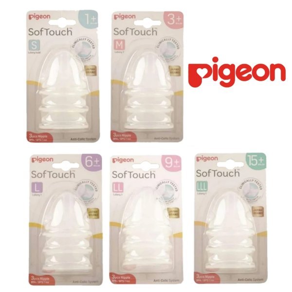 Jual PIGEON SOFTOUCH PLUS NIPPLE 3PCS BLISTER S / L / LL / LLL / Dot Peristaltic Plus isi 3 pcs ...