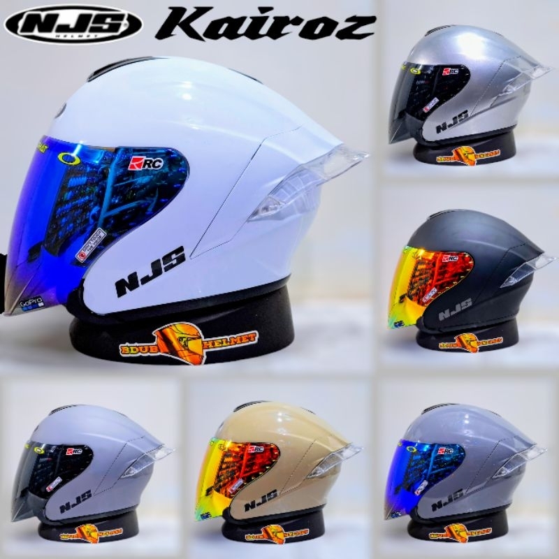 Jual Helm Half face NJS Kairoz paket ganteng free spoiler 3D RTF ...
