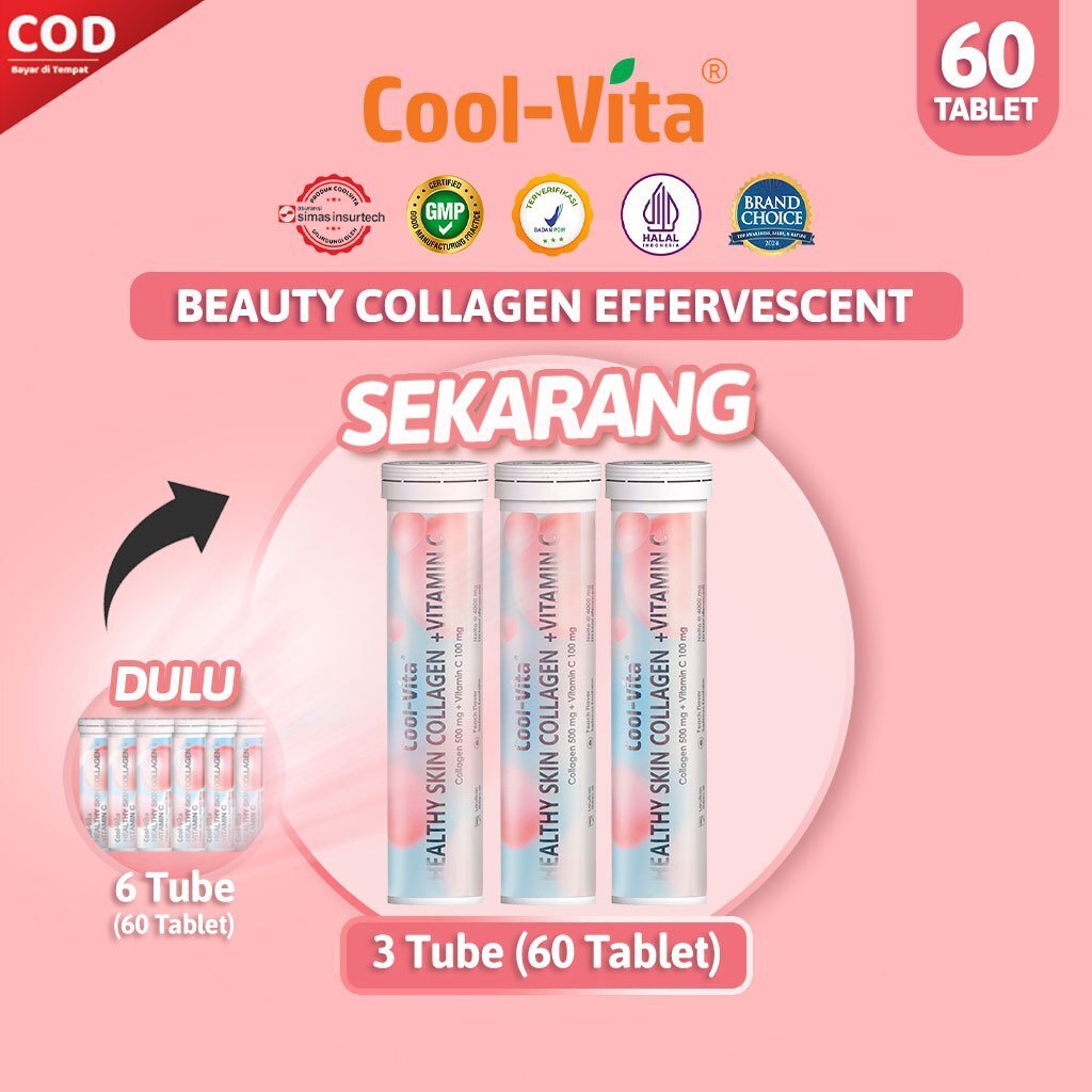 Jual Coolvita Paket Cerah Bersinar 30 Hari Collagen Effervescent Rasa Peach Untuk Kulit Glowing ...