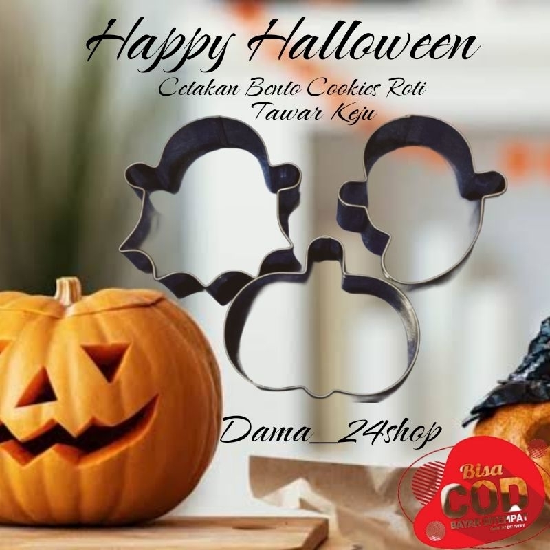 Jual Halloween Cutter isi 3 Cetakan Bento Cookies Roti Tawar Keju Tema ...