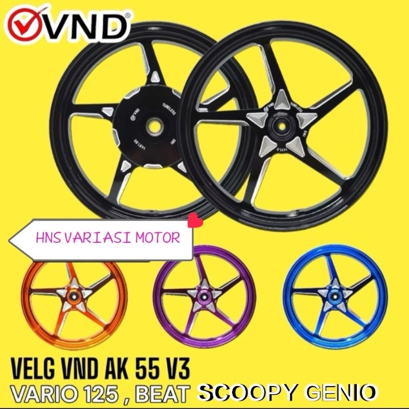 Jual VELEG VND RACING AK 55 V3 BEAT SCOOPY STYLO CBS VARIO 110 125 150 160 CBS GENIO RING 14*160 ...