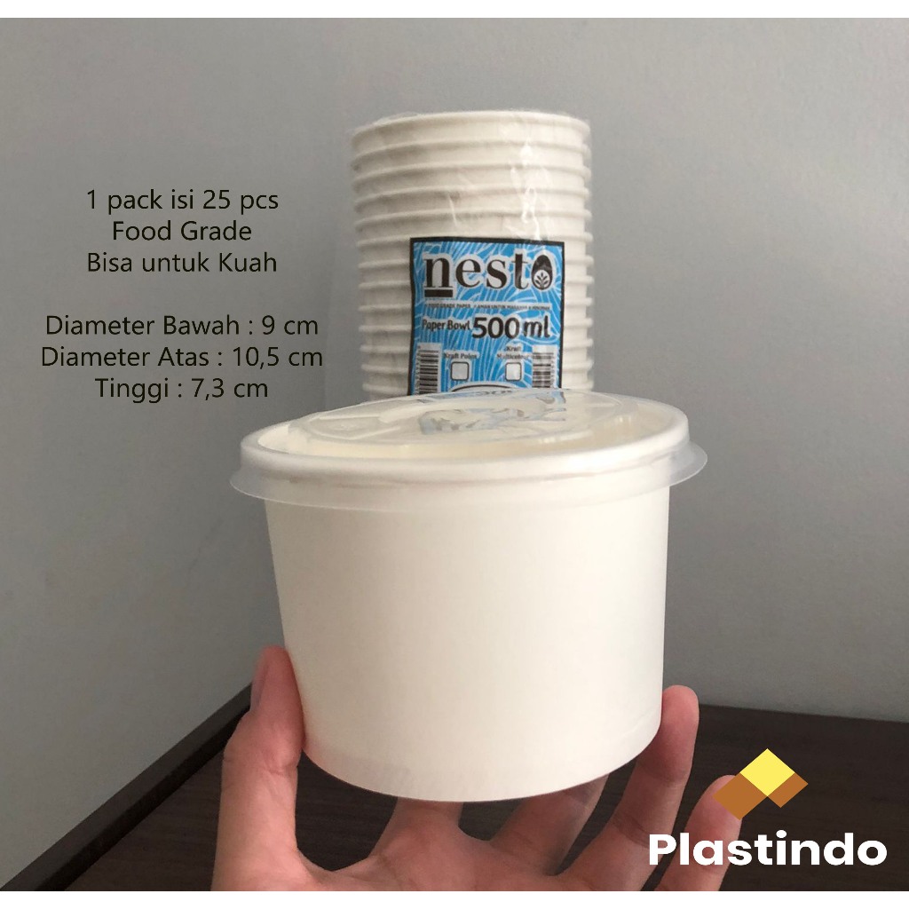 Jual [25 pcs] Paper Bowl 500ml Mangkok Kertas Putih | White Paper Bowl ...