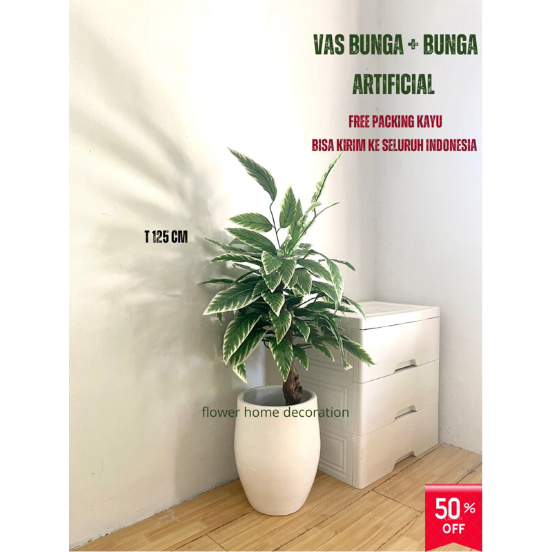 Jual vas bunga satu set pohon artificial aesthetic sudut ruangan rumah ...