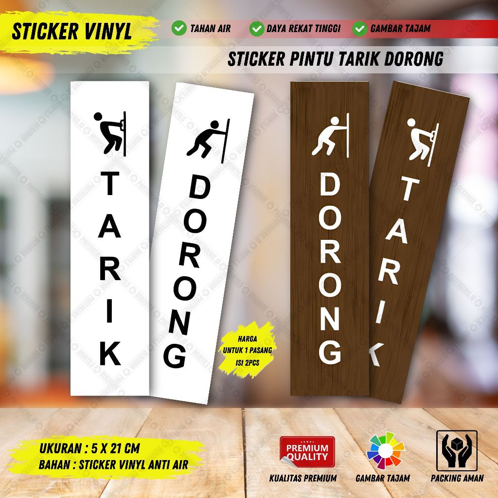 Jual Sticker Waterproof PINTU DORONG TARIK GESER Pull Push | Shopee ...