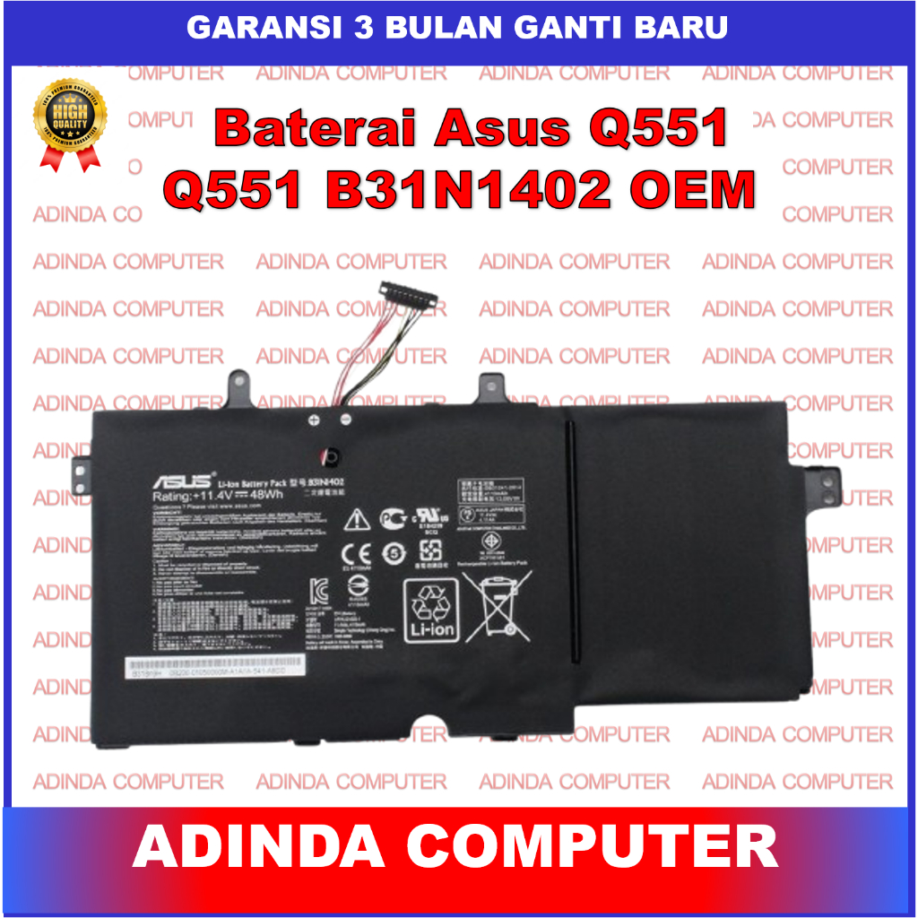 Jual Baterai Asus Q551 Q551L Q551LN Q552UB N591LB N592UB B31N1402 ...
