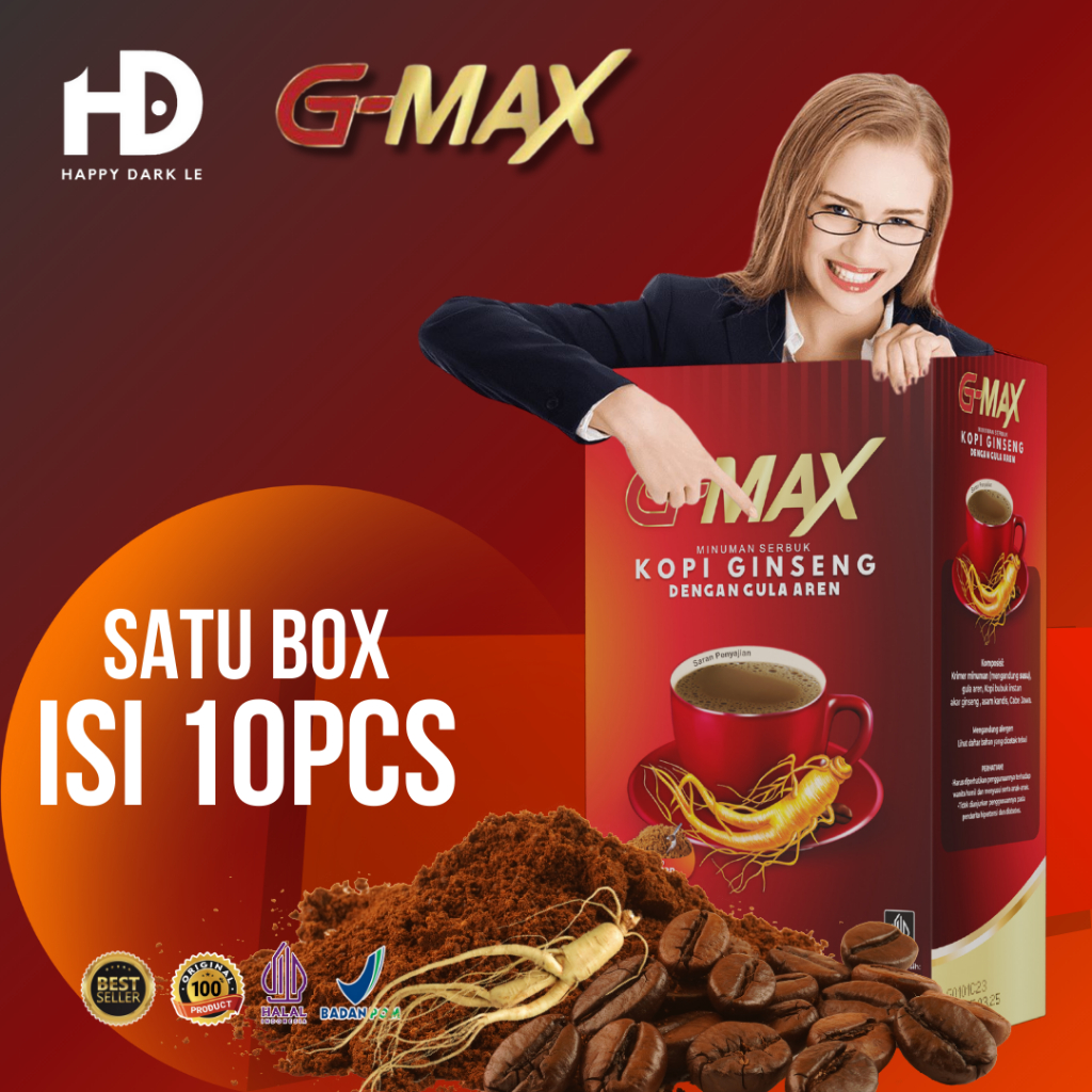 Jual G-MAX Minumuan KOPI GINGSENG penambah stamina 1 Box Isi 10 sachet Original | Shopee Indonesia