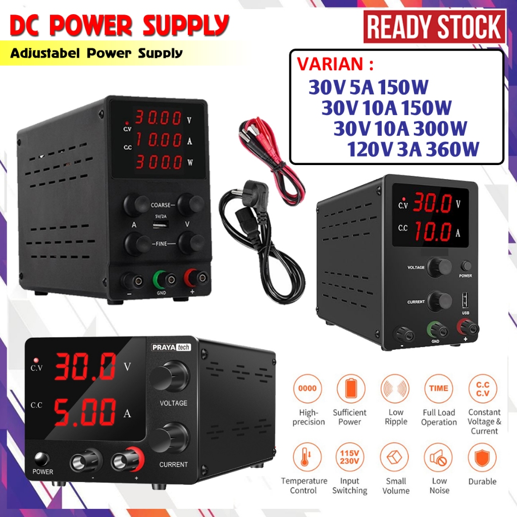 Jual DC Power Supply Tegangan Variable 30V 120V 3A 5A 10A 150W 300W ...