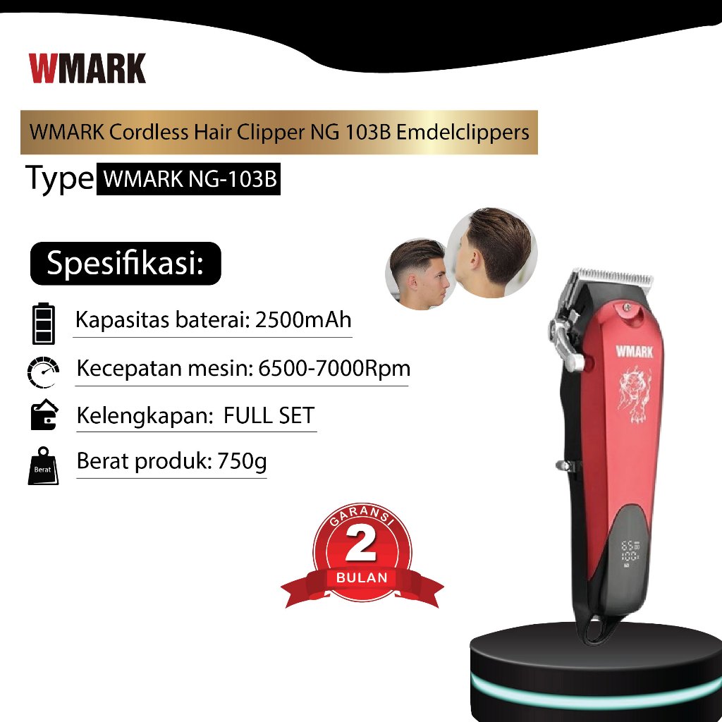 Jual WMARK NG-103B Alat Cukur Professional Cordless Hair Clipper NG 103B Emdelclippers | Shopee ...