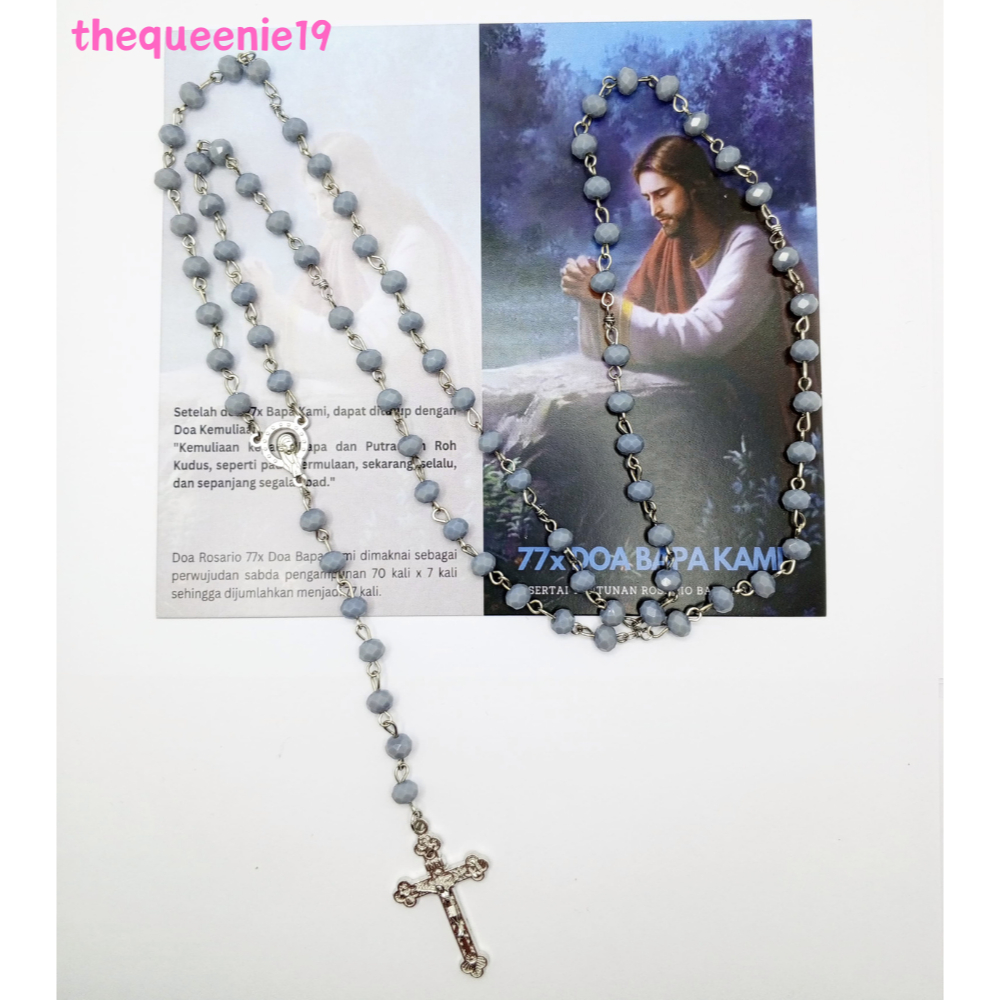 Jual Rosario Doa Keagamaan | Kalung Rosario Ceko 6mm 77x Bapak Kami & Lembar Doa | Shopee Indonesia