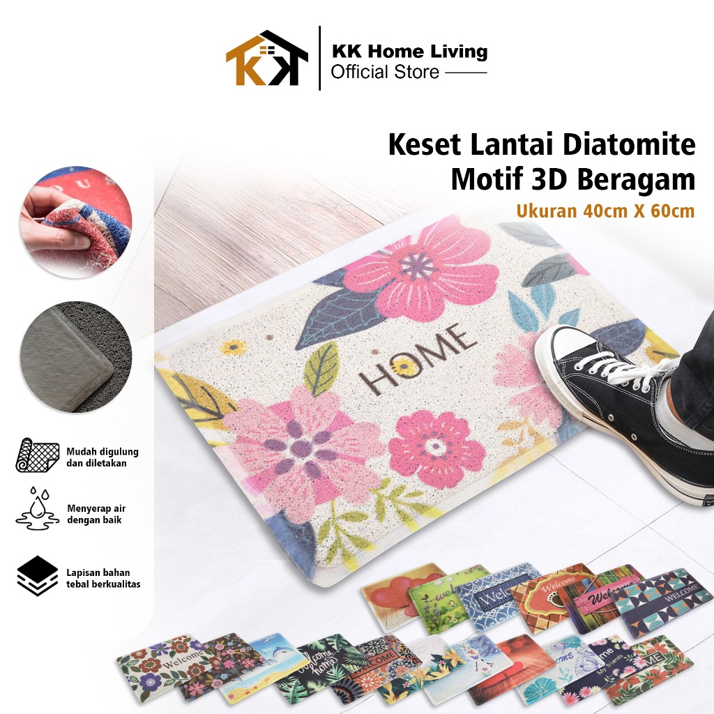 Jual (KK) KESET CUSHION MAT UK 40X60cm KESET RUMAH KESET KAKI PVC FULL ...