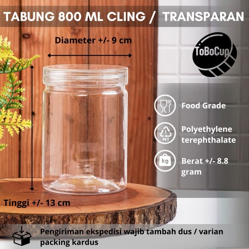 Jual ISI 16 PCS Toples Tabung 800ml Tutup TRANSPARAN / Toples Kue ...