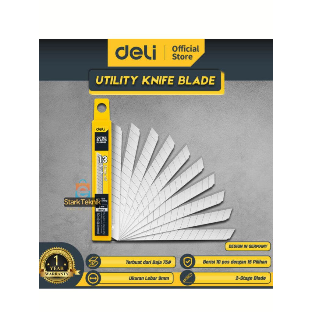 Jual Deli Utility Knife Blade / Refill Isi Pisau Cutter 10 pcs 9mm EDL ...
