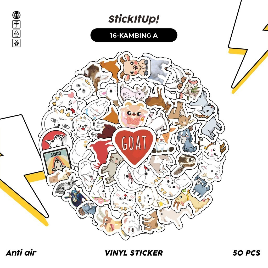 Jual COD100 Pcs Stiker Motif Hewan Kambing Lucu / Cute Goat bahan vynil ...