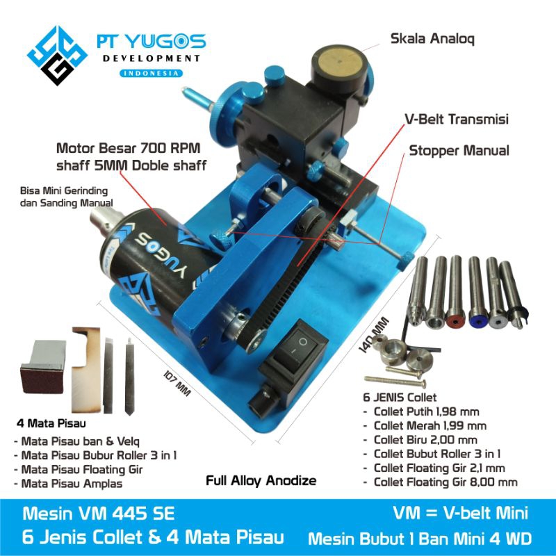 Jual Mesin Bubut mini 4 WD 1 ban VM445 S | Shopee Indonesia