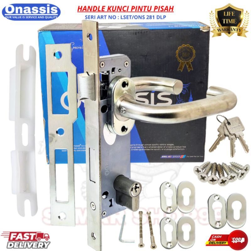 Jual ONASSIS 281 DLP Handle pintu Kunci pisah 1set/Kunci Pintu Rumah ukuran Besar Model Terbaru ...