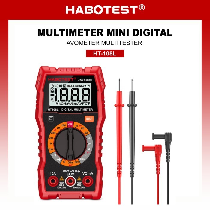 Jual HABOTEST Multimeter Digital Mini 600V AC / DC Avometer Multitester ...