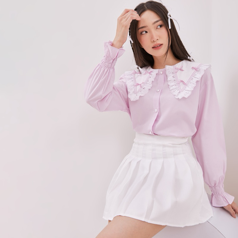 Jual Nayeon Ribbon Blouse 030 | Wilexa Official | Kemeja Wanita ...