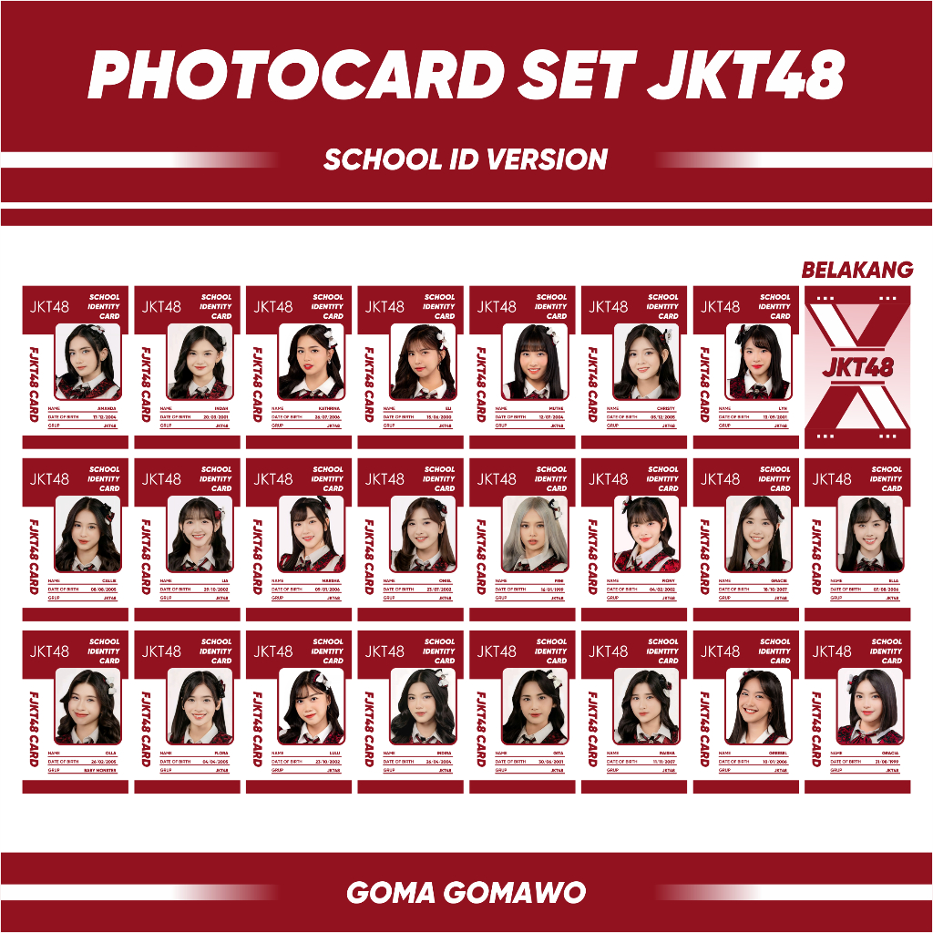 Jual PHOTOCARD JKT48 SCHOOL ID 2SISI (HARGA 26 PCS + LAMINASI 2 SISI) GOMAWO JPOP CARDS IDOL ...