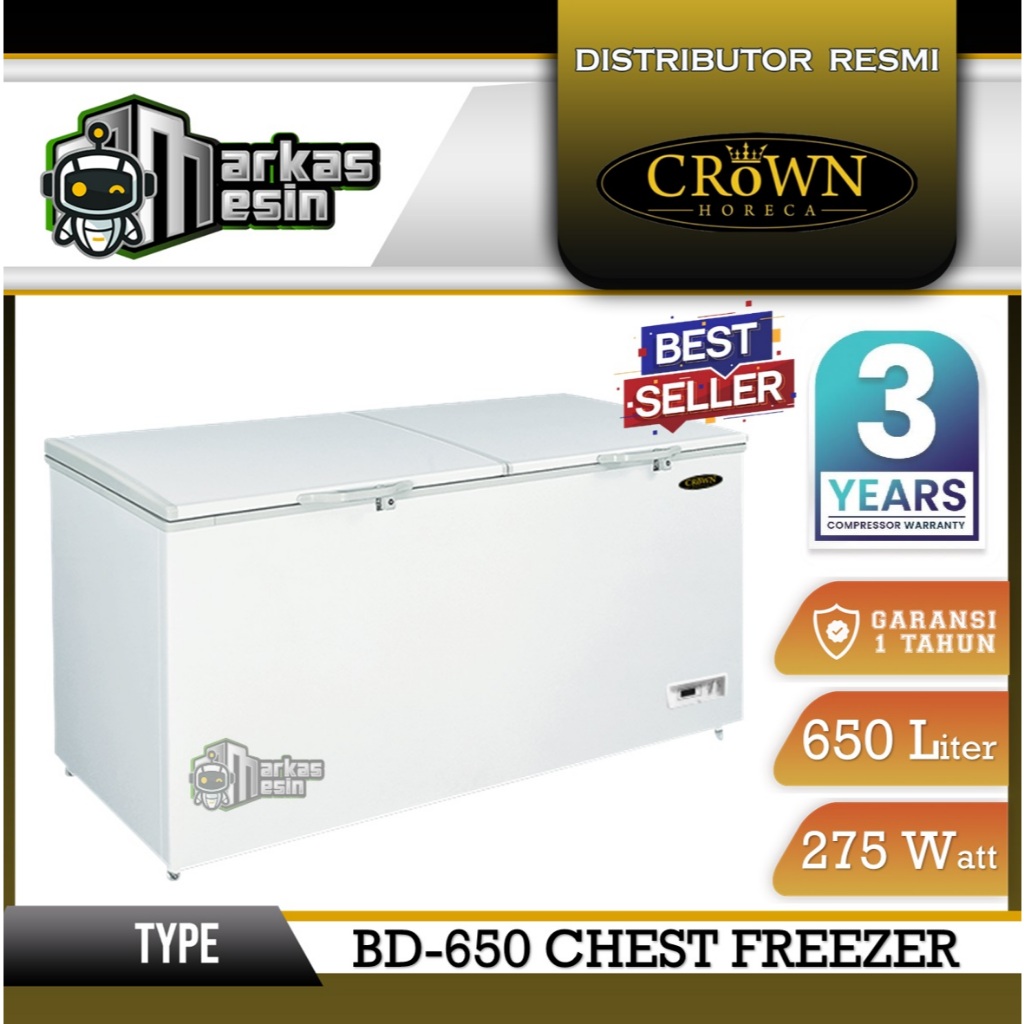 Jual Chest Freezer Crown BD-650 Lemari Pembeku Frozen Food Kulkas ...