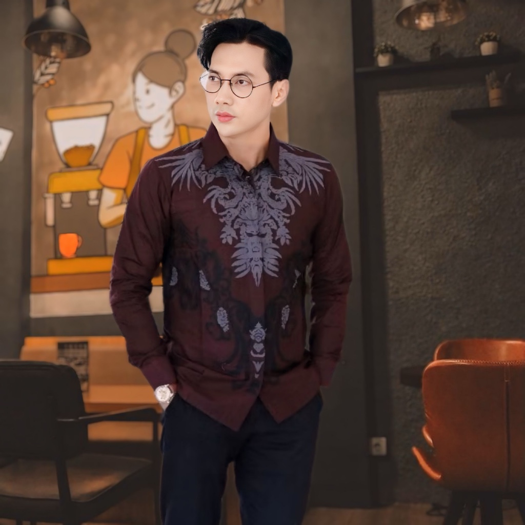 Jual Ningrat Burgundy Kemeja Batik Slimfit Lapis Furing | Shopee Indonesia
