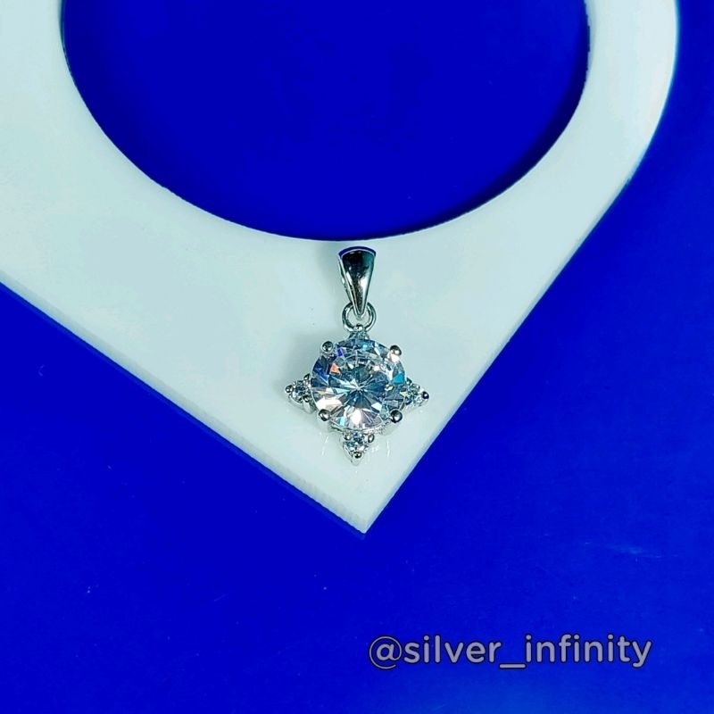 Jual Liontin Wanita Perak Asli Silver 925 || Model Permata satu besar 4 ...