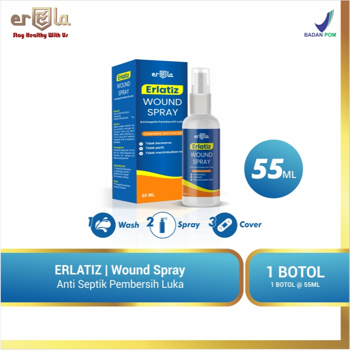 Jual ERLATIZ Wound Spray / Antiseptik Pembersih Luka / 1 Botol 55ml ...