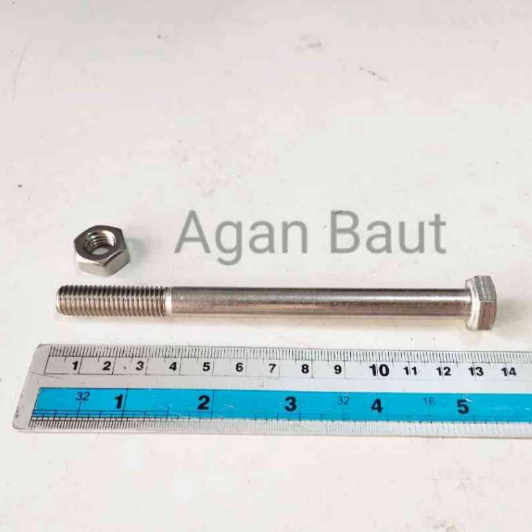Jual Baut Mur M10x130 (13 cm) Stainless Steel 304 | Shopee Indonesia