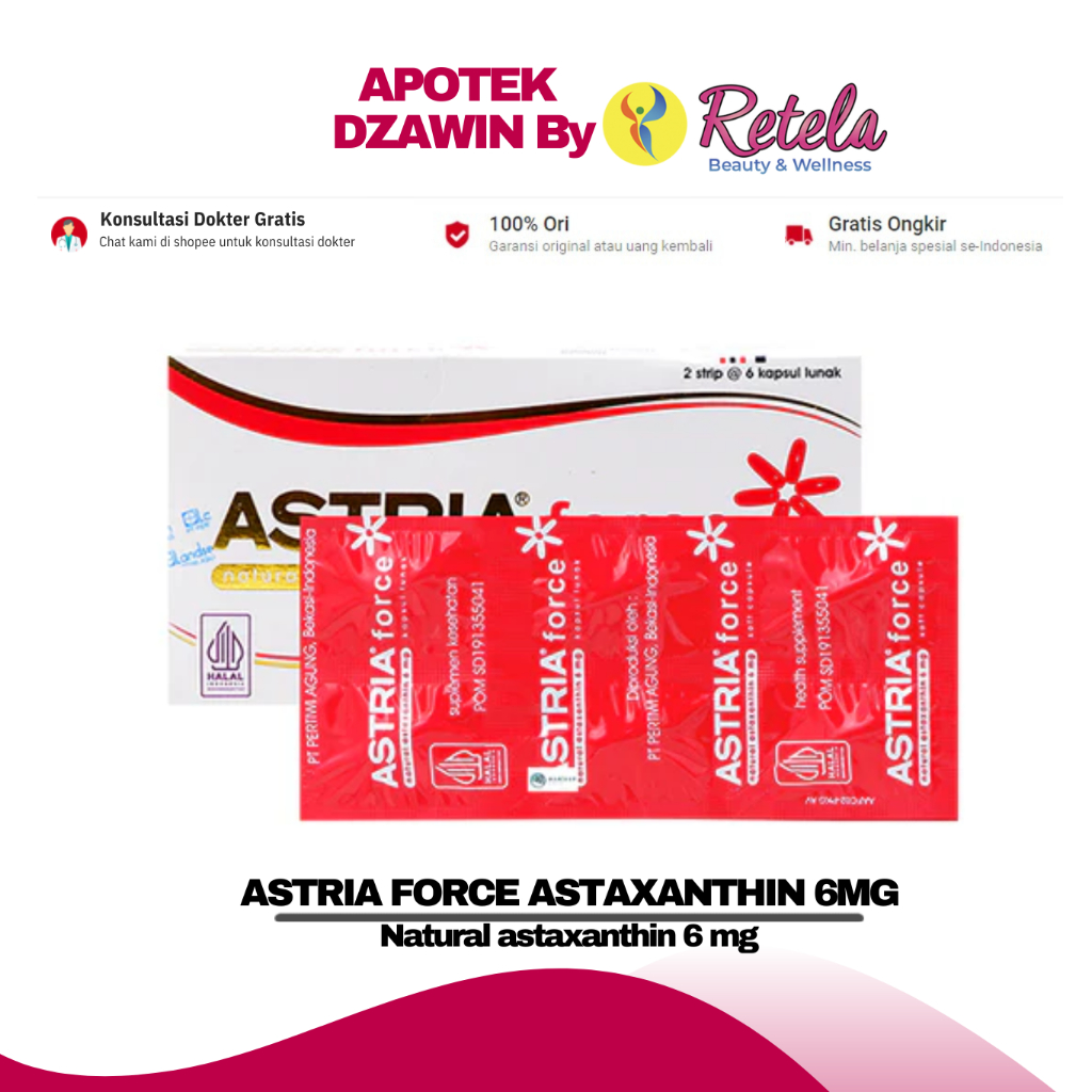 Jual ASTRIA FORCE ASTAXANTHIN 6MG 1 BOX ISI 12 TABLET | Shopee Indonesia