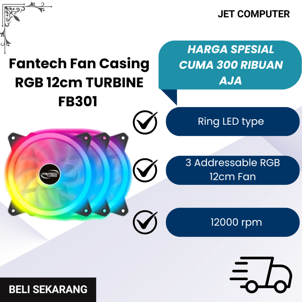 Jual Fantech Gaming Turbine FB-301/FB301 RGB Fan Casing | Shopee Indonesia