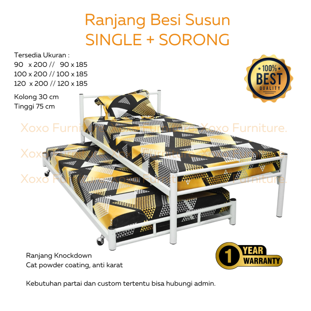 Jual Ranjang Besi Single Sorong (Susun Tarik) 90x200 100x200 120x200 ...