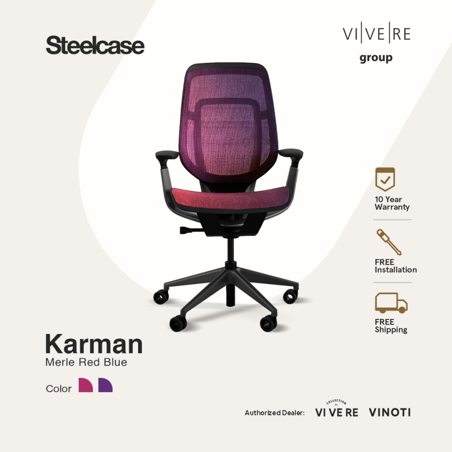 Jual STEELCASE KARMAN CHAIR BLACK MATTE/MERLE RED BLUE BRASS KURSI ...
