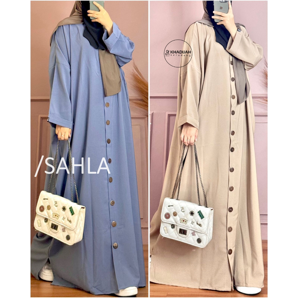 Jual Gamis Abaya Kancing Bahan Linenrose Sahla By Khadijah Kerudung ...