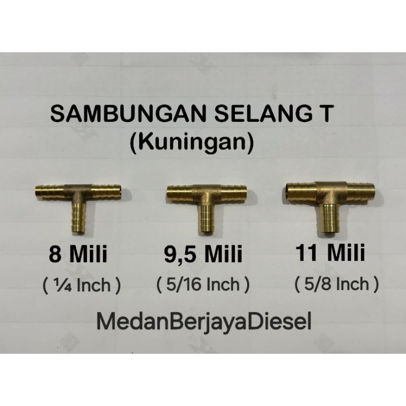 Jual Nepel Sambungan Selang T Kuningan Cabang 3 Ukuran 1/4" 5/16" 5/8 ...