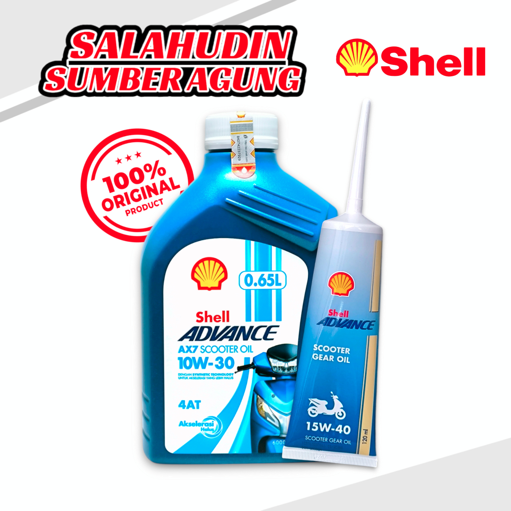 Jual Paket Oli Mesin Gardan Shell Advance 10W-30 Scooter Matic AX7 650 ML Beat Deluxe Street Led ...