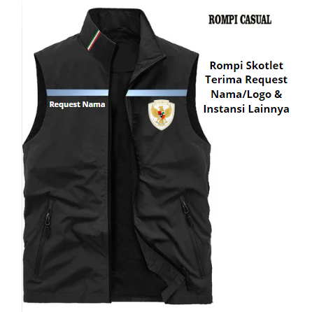 Jual Rompi Vest Skotlet | Rompi Pria Wanita Bisa Custom Nama/Logo ...