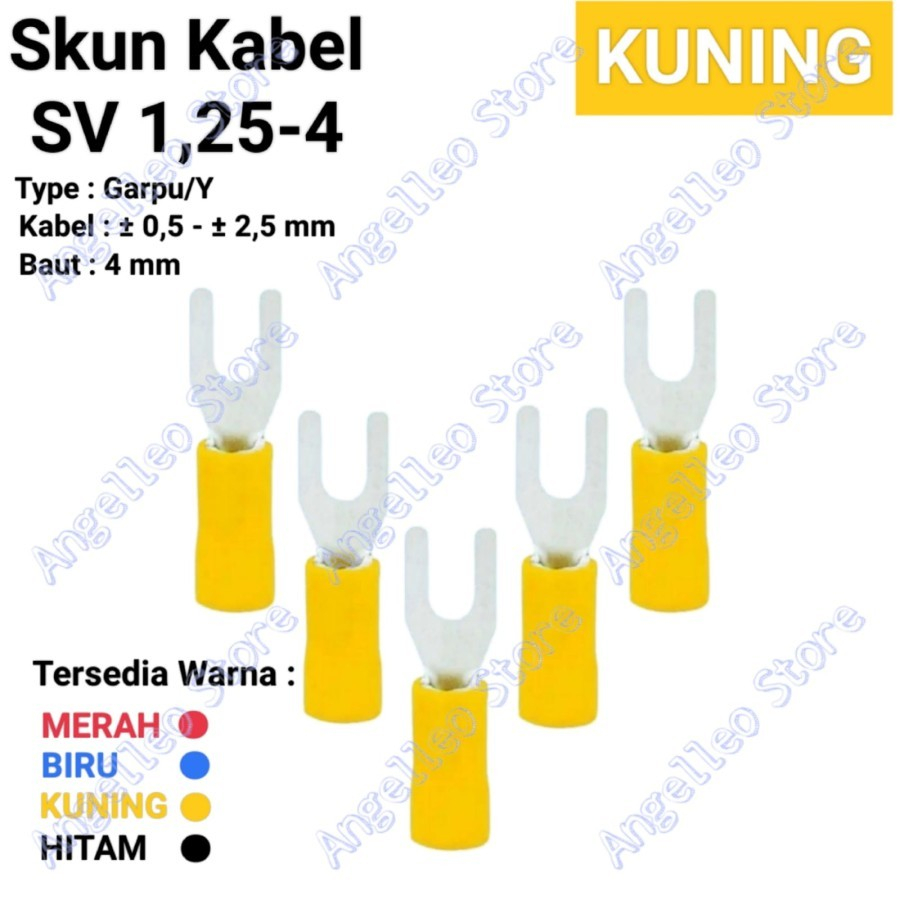 Jual Skun Kabel Garpu~Skun Y~Skun Kabel Y~SV 1,25-4~Baut 4mm~WARNA KUNING | Shopee Indonesia