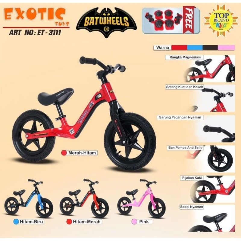 Jual Pushbike Balance Bike Exotic ET 3111 Magnesium Ban Pompa Sepeda ...
