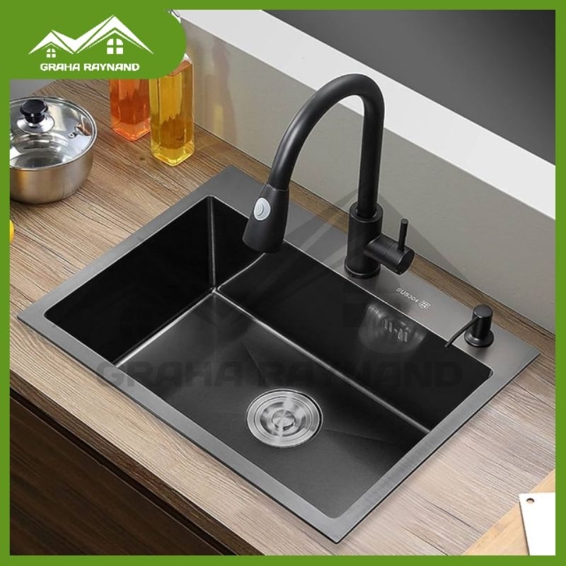 Jual Paket Kitchen Sink 1 Lubang Black Edition | Ukuran 52 cm × 43 cm ...