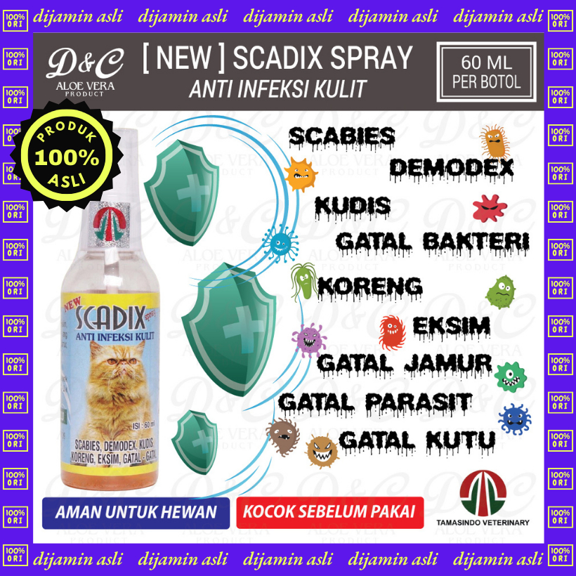 Jual Obat Infeksi Kulit Kucing SCADIX Jamur Gatal Demodex Scabies Kudis ...