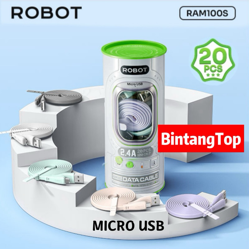 Jual ROBOT RAM100S / kabel data ROBOT RAM100S MICRO usb 2.4A fast ...