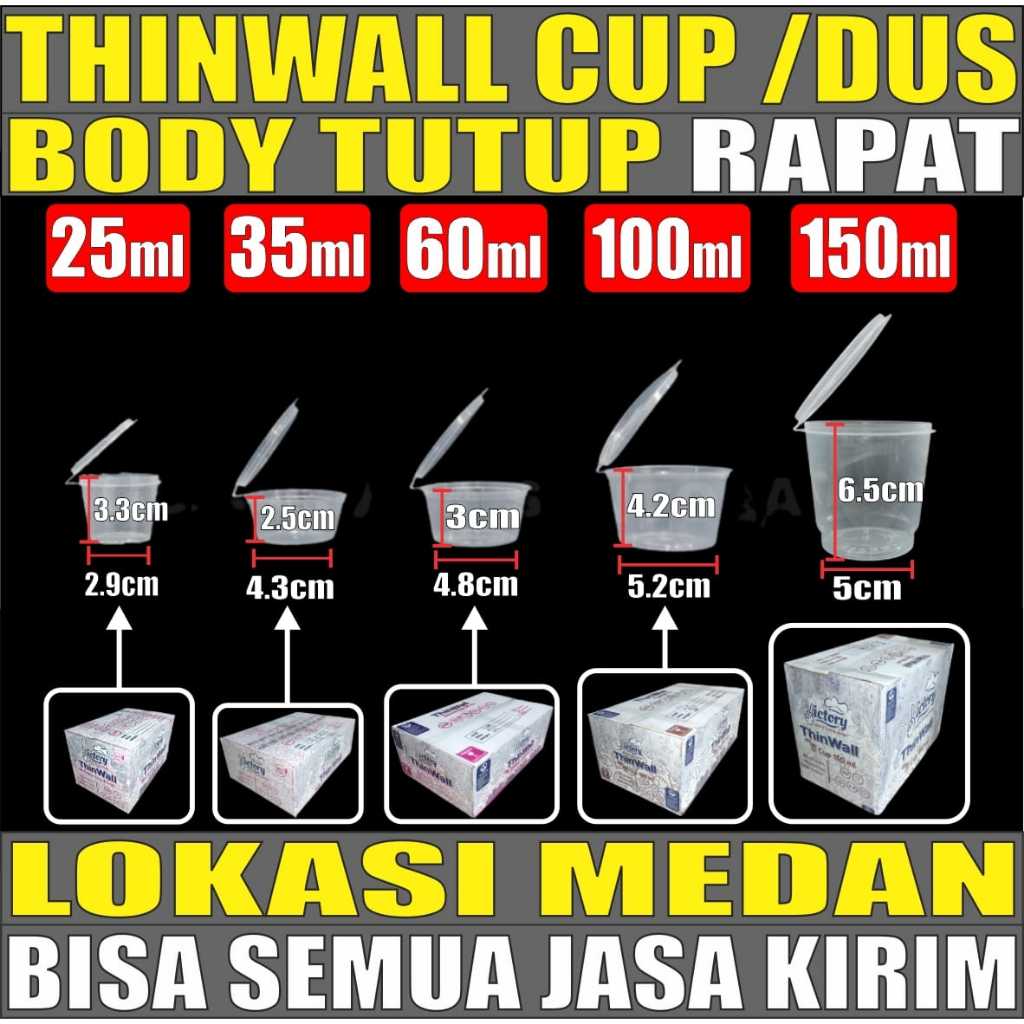 Jual Thinwall Cup Rapat 25ml 35ml 60ml 100ml 150ml Bulat Cup Sambel n ...