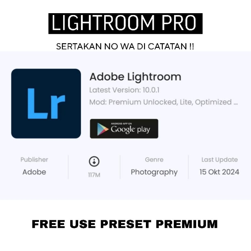 Jual LIGHTROOM PREMIUM (free preset) | Shopee Indonesia